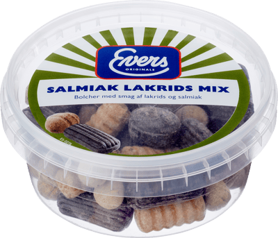 Evers Salmiak Lakrids Mix 180g bøtte