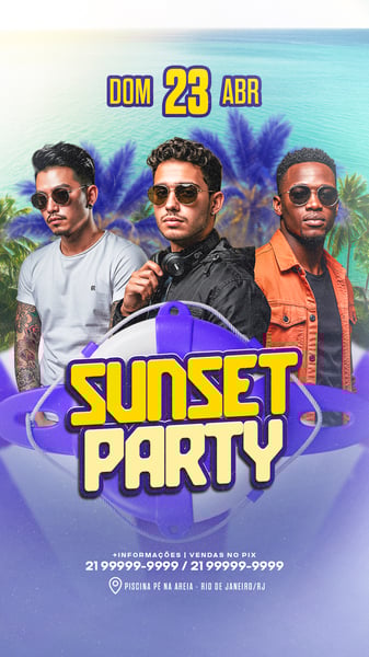 FLYER SUNSET PARTY STORY | Baixar Design
