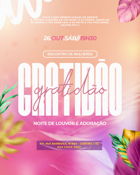 DTX FLYER GOSPEL ENCONTRO DAS MULHERES NOITE DE LOUVOR E ADORAÇÃO ...