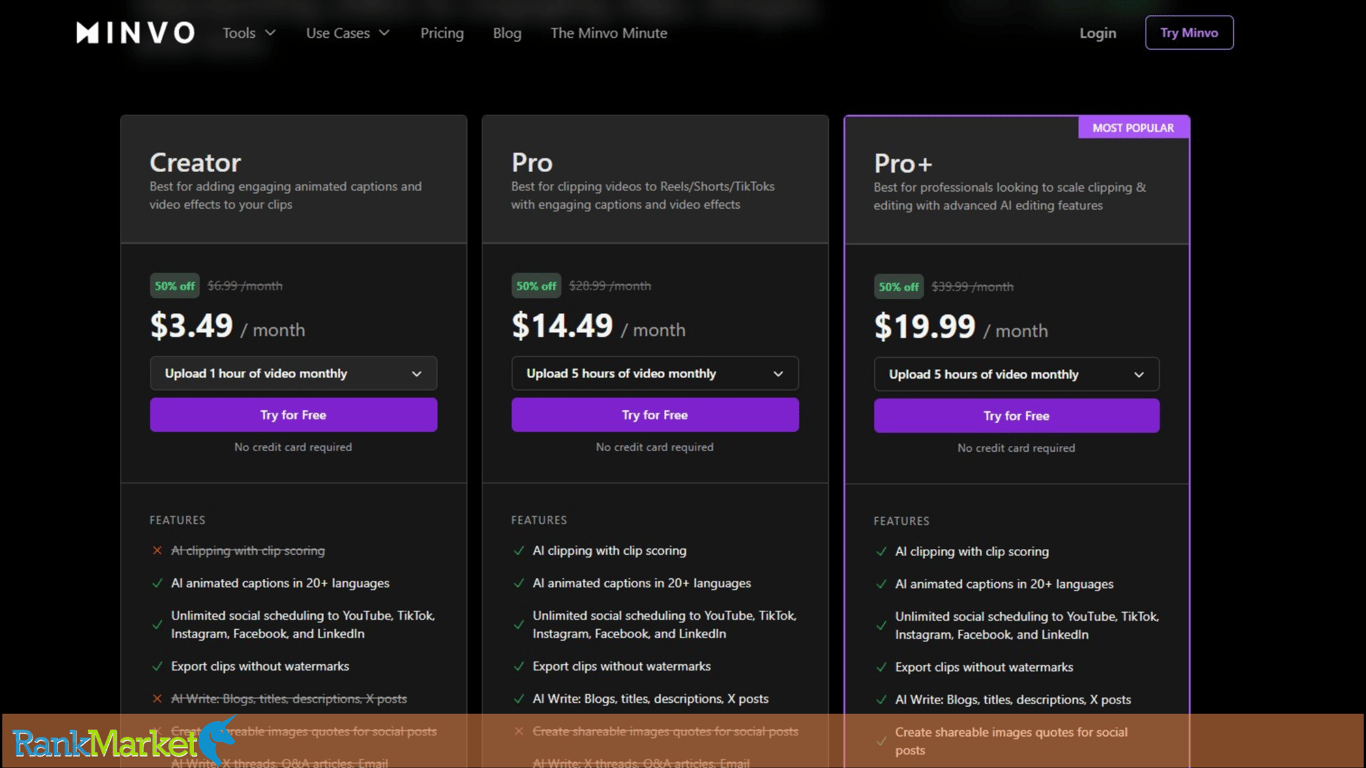Minvo Pro group buy $15.00 at RankMarket