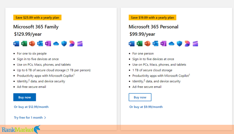 Microsoft 365 - 1 Year group buy $25.00 at RankMarket