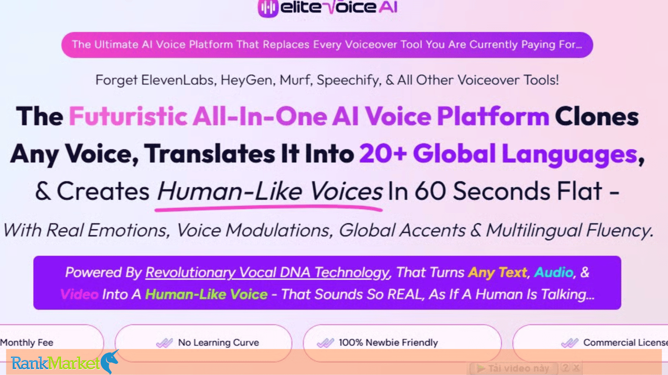 Elite Voice AI + OTOs group buy $19.00 at RankMarket