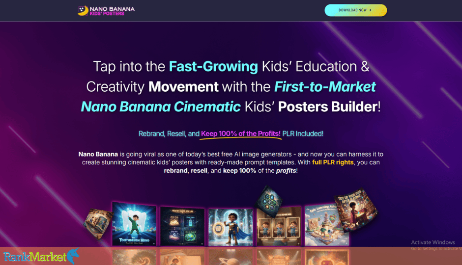 Nano Banana Kids' Posters + OTOs group buy $11.00 at RankMarket