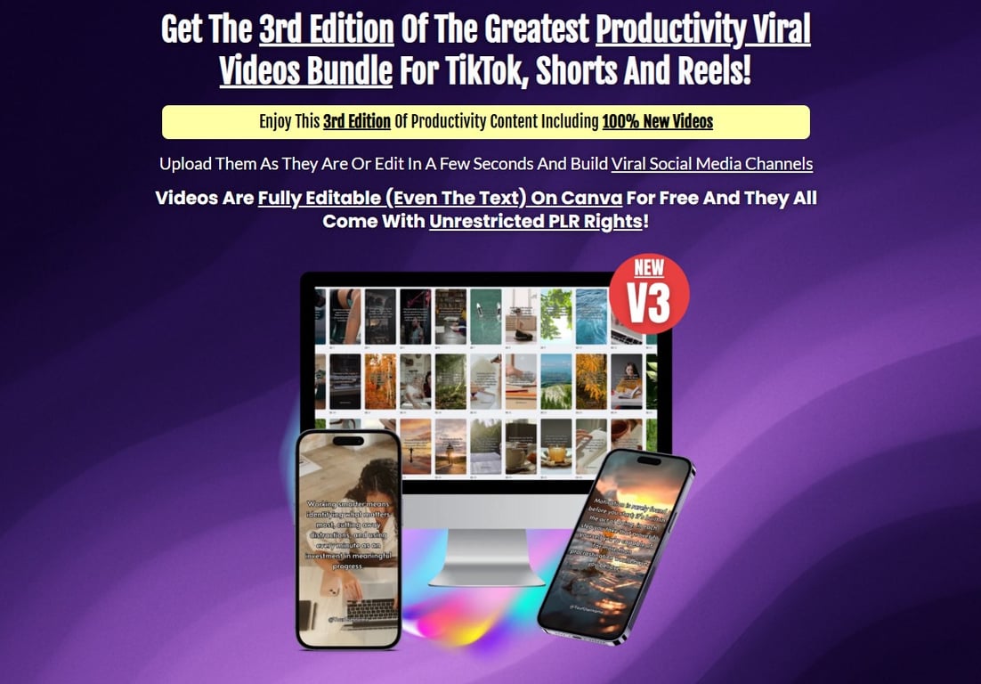 Productivity Videos V3 Review + OTOs: The Ultimate Viral Content Bundle ...
