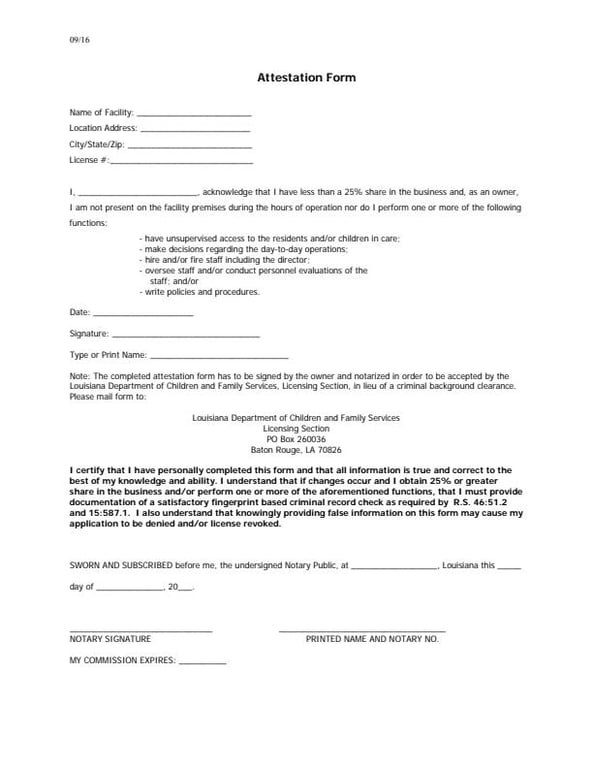 New Orleans, Louisiana Attestation Form - PDF File & Notarization ...
