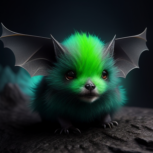 cheery-heron677: A small spooky-silly bat with green coloured fur