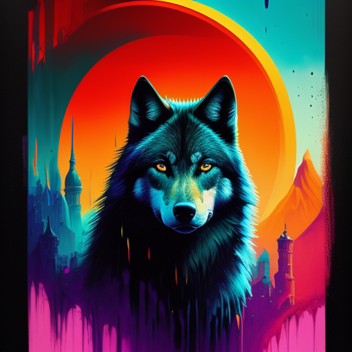 expert-kudu895: black wolf with silver hair on his chest Greg Rutkowski ...