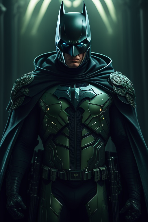 blue-manatee8: angry demonic batman with glowing green suit, fully ...