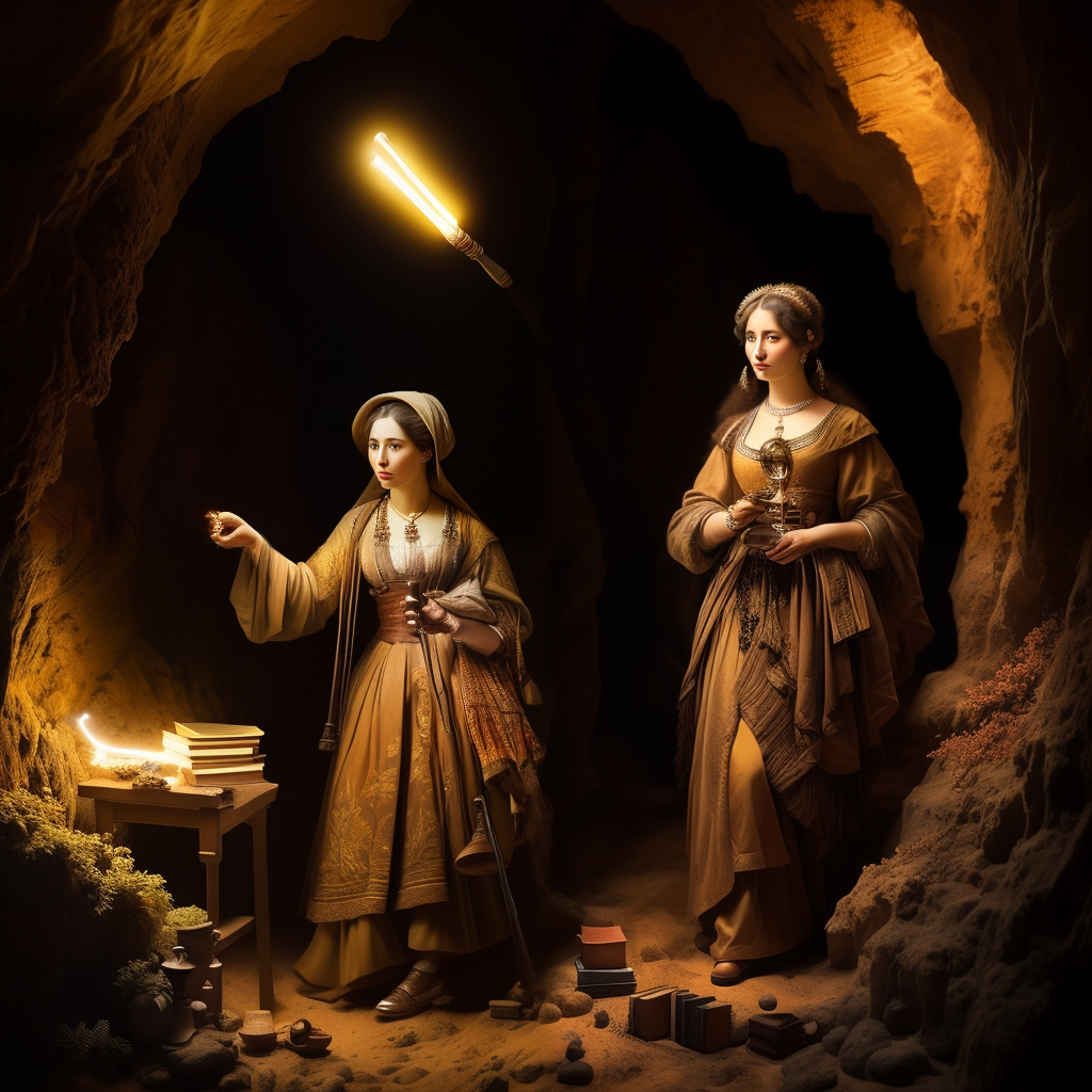 esfinge19: a very beautiful female explorer is entering a cave full of ...