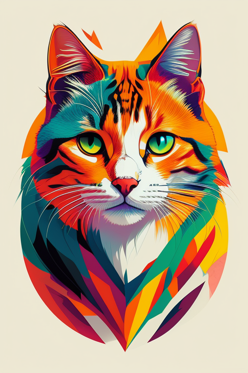 Squirrel_Hunt: artistic Cat portrait, comic book style, vibrant, t ...