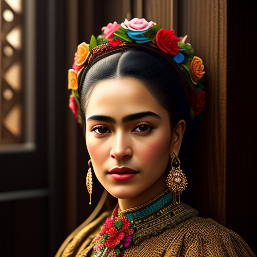 Lilla: Frida Khalo beautiful portrait,large flowers in her hair ...