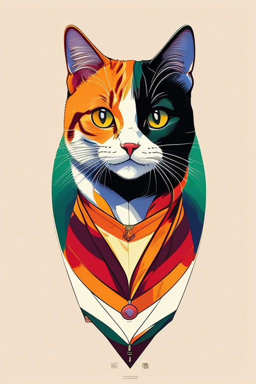 Squirrel_Hunt: artistic Cat portrait, comic book style, vibrant, t ...