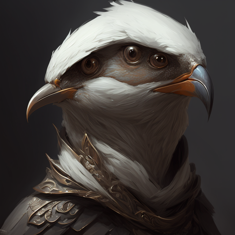 miquaight: anthropomorphic bird. Hood covering their face, but the end ...