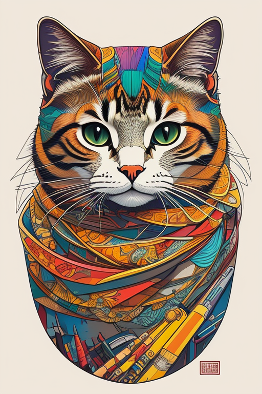 Squirrel_Hunt: artistic Cat portrait, comic book style, highly detailed ...