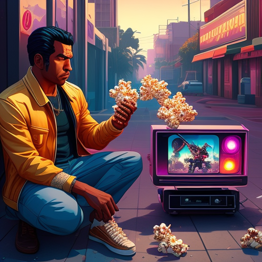 stonedbrasil: eating popcorn holding a tv remote control