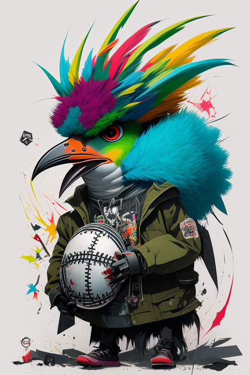 Squirrel_Hunt: a caricature of a punk-rock ibis, with a menacing ...