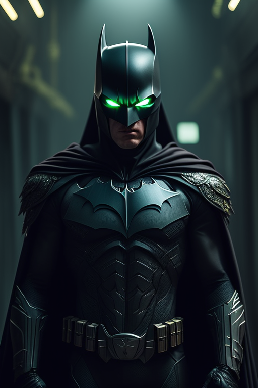 blue-manatee8: angry demonic batman with glowing green suit, fully ...