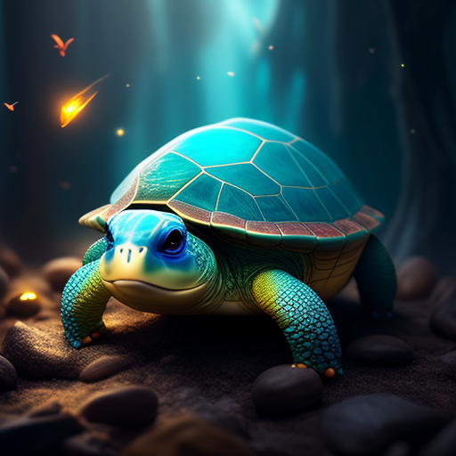 cheery-heron677: a cute cyan magical turtle with glasses