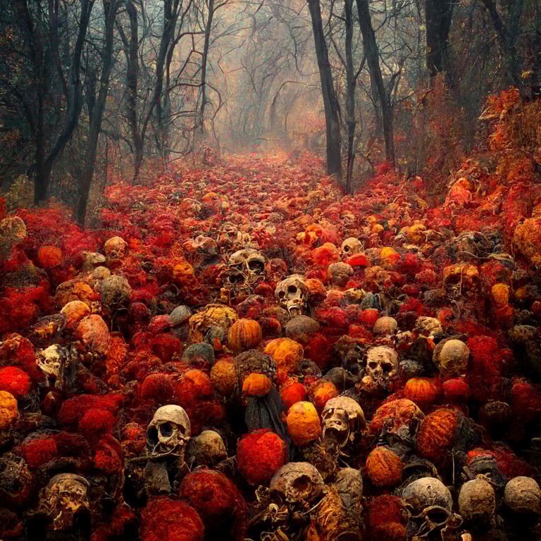 prompthunt: autumn in hell, the color of the horrofic subtances is ...