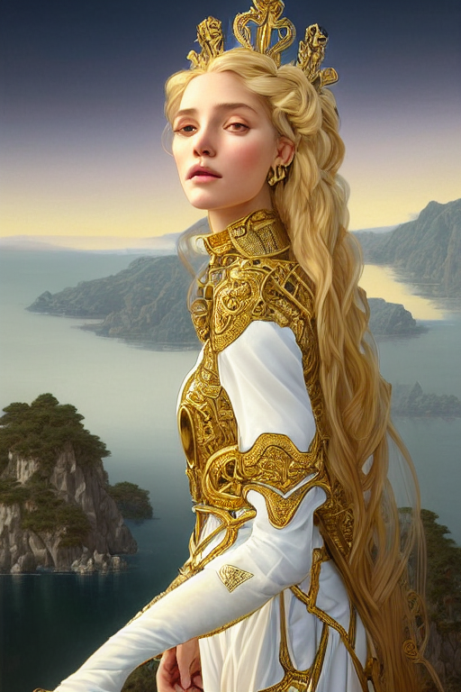 prompthunt: portrait of a humanoid princess with long blonde hair ...