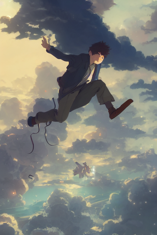 Anime Guy Falling From The Sky