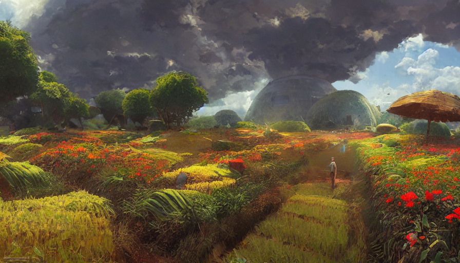 prompthunt: craig mullins and ghibli digital illustration of solarpunk ...