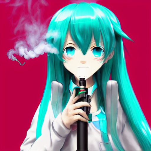 prompthunt: hatsune miku smoking weed with a vape pen, smoke coming out ...