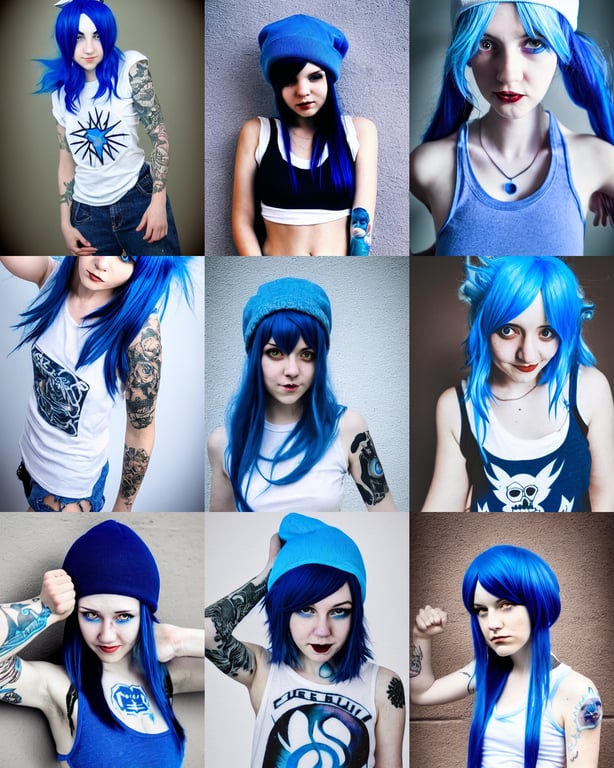 Scene Girls With Blue And White Hair