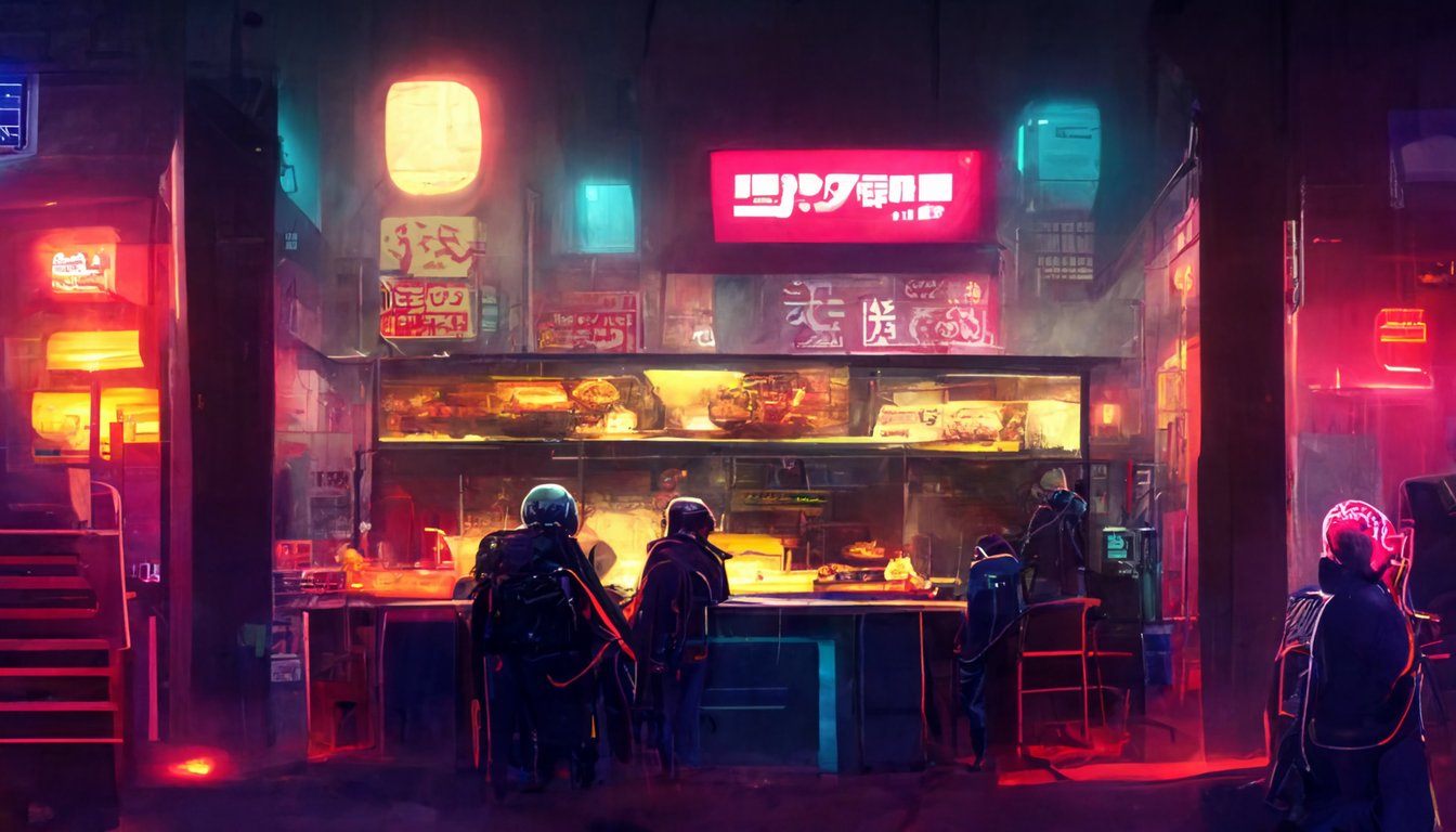 Alien Ramen Shop, TJ Foo Sci Fi Concept Art, Cyberpunk Aesthetic ...