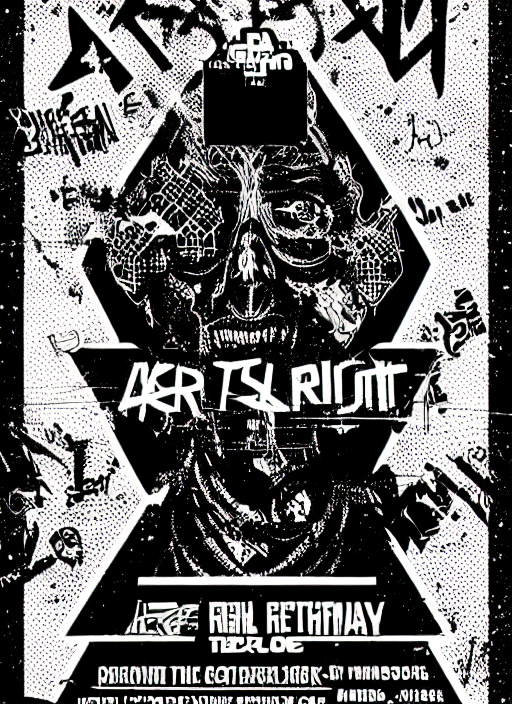 prompthunt: a portrait of a poster for an underground techno rave with ...