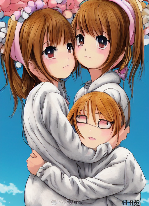 Anime Sisters Hugging