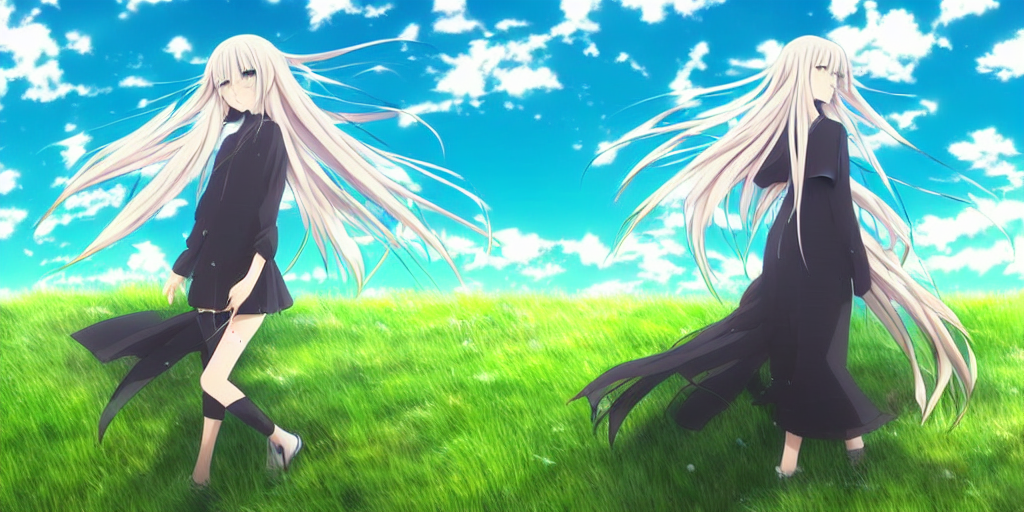 Anime Girl Long Hair In The Wind