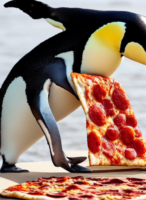 Penguin Eating Pizza