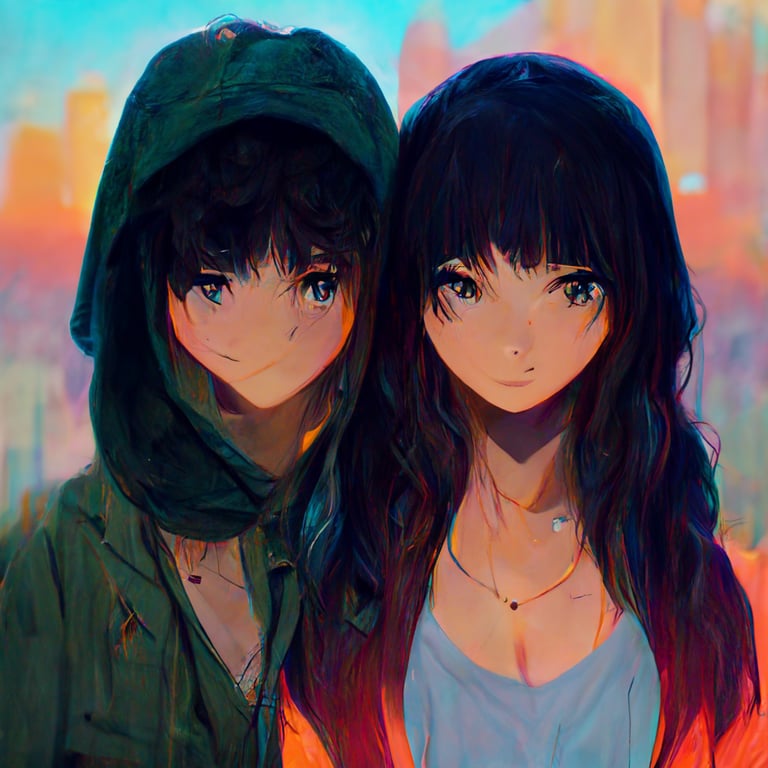 Two Anime Girl Best Friends