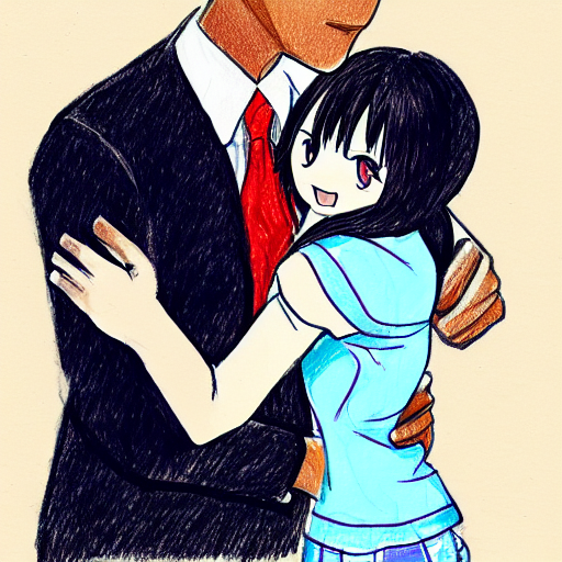 Chibi Anime Boy And Girl Hugging