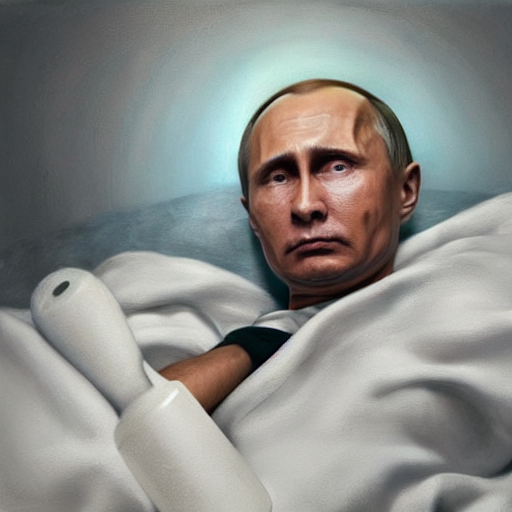 prompthunt: hyperrealistic painting of very ill Vladimir Putin wearing ...