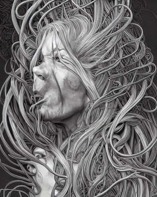 Old Woman Drawing Side View