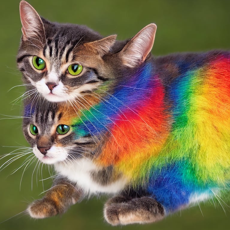 prompthunt: a Rainbow cat ready to catch a mouse, ultra realistic, 8K