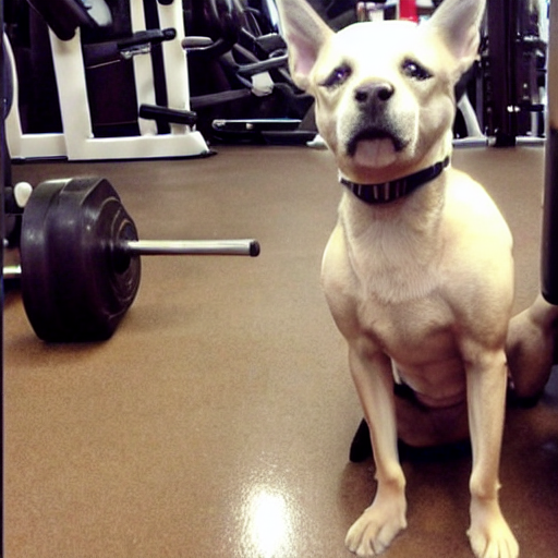 prompthunt: mirror selfie of a muscular dog, gym dog