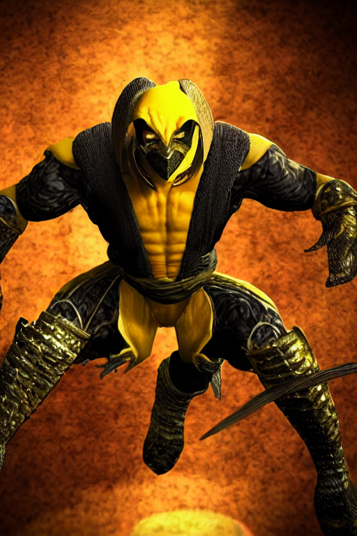 prompthunt: scorpion from mortal kombat 3 d render
