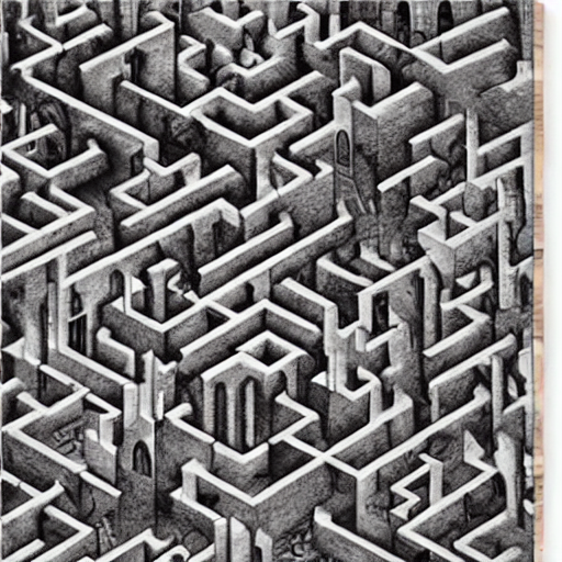 prompthunt: labyrinth, mc escher print