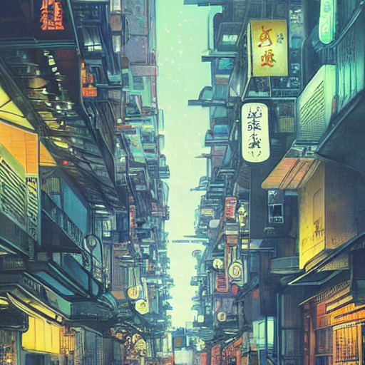 prompthunt: winding futuristic street at night :: looming bronze ...