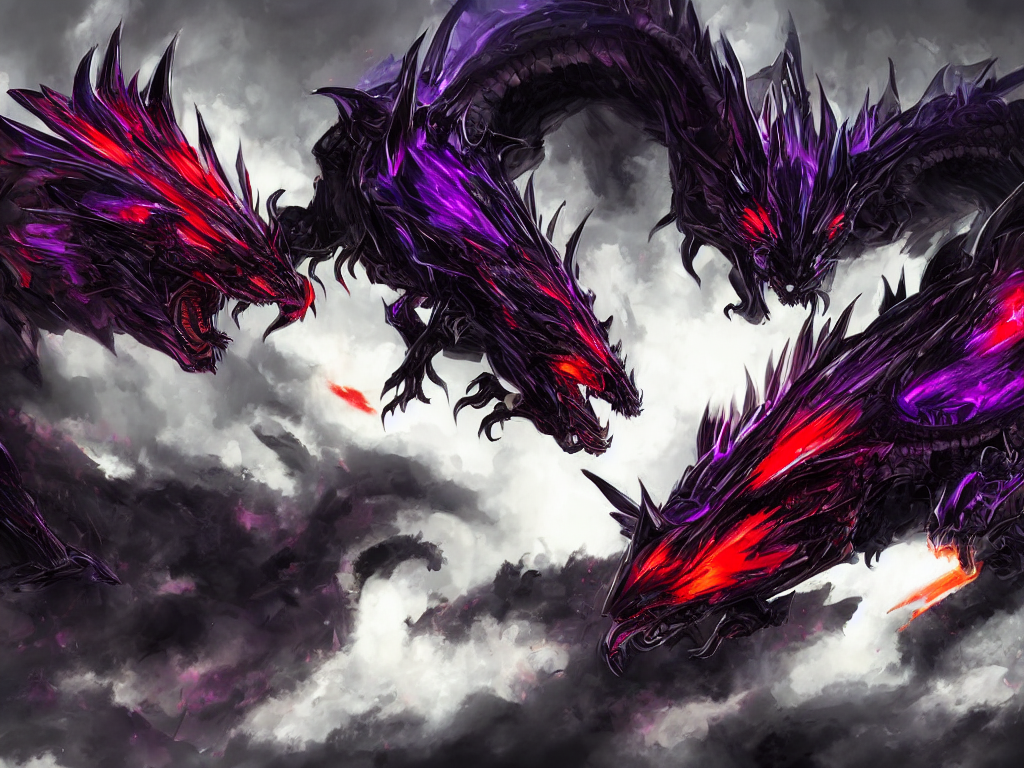 Black And Purple Dragons