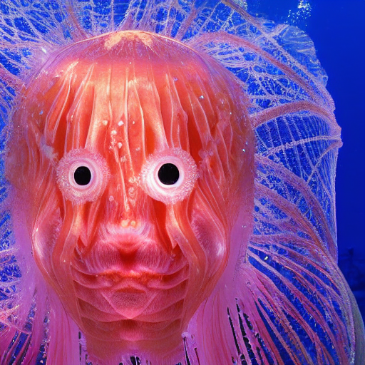 prompthunt: underwater photograph of a human faced jellyfish on shallow ...
