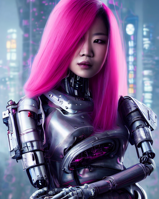 prompthunt: portrait of a beautiful asian woman with pink hair as a ...