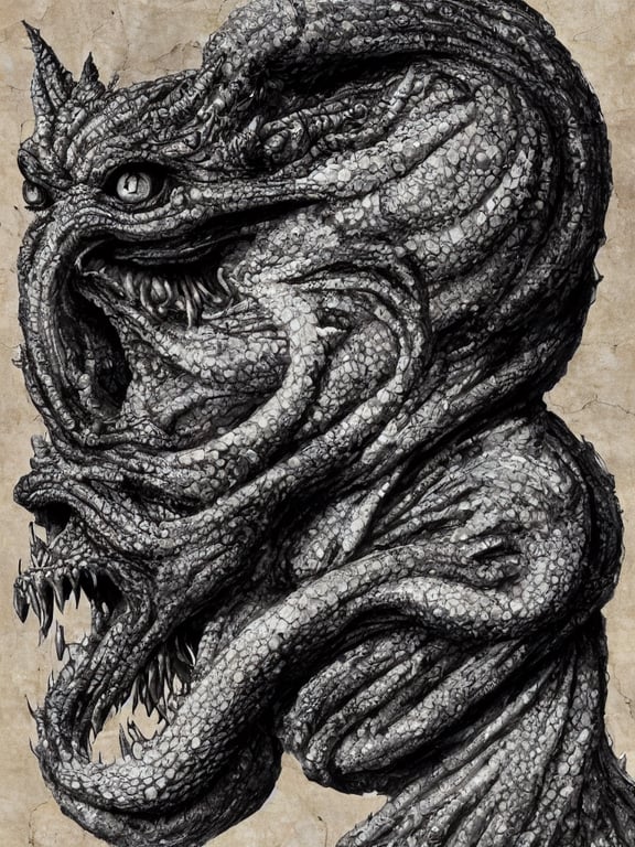 Gargoyle Drawing Black White