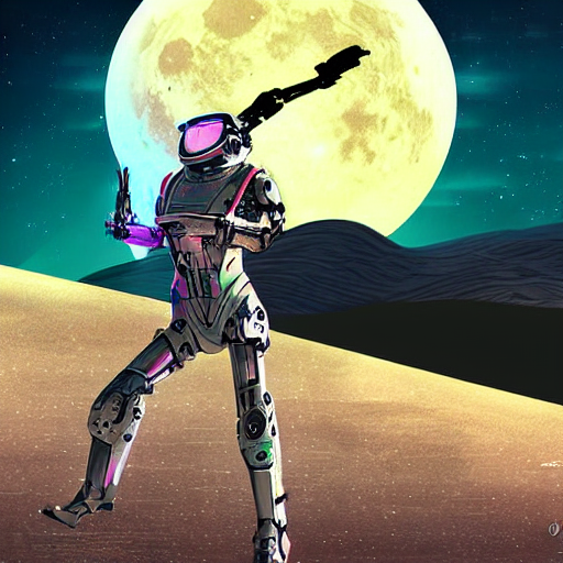 prompthunt: digital painting, synthwave, cyborg robot cat with gun on ...
