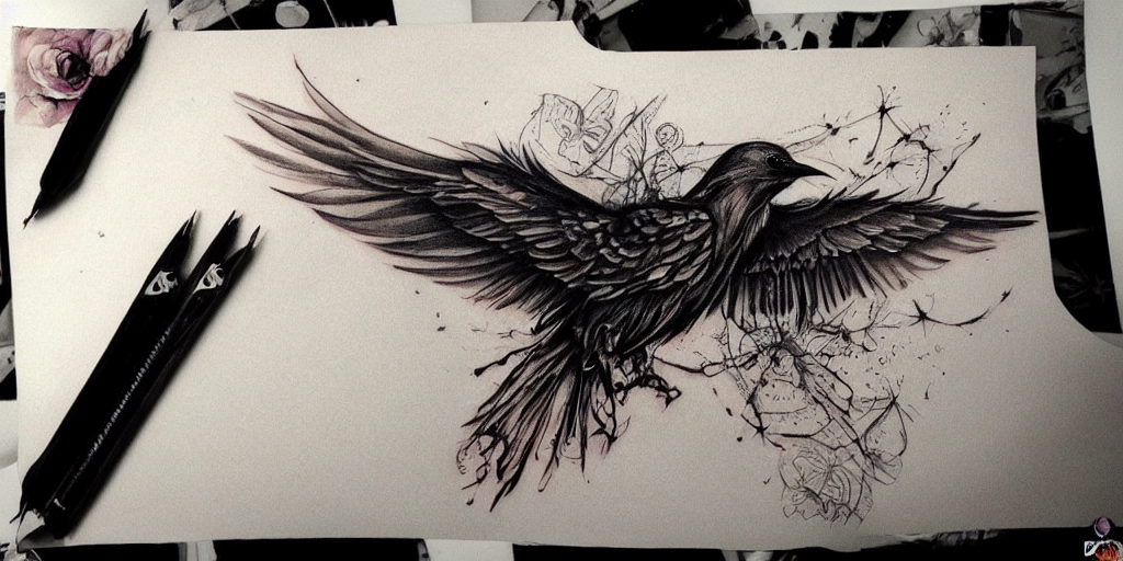 Crow Drawing Tattoo