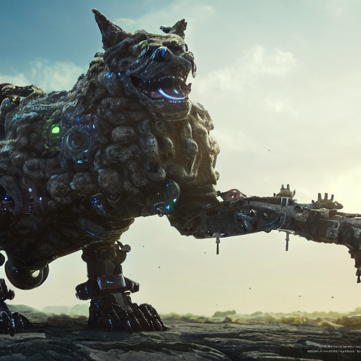 prompthunt: hybrid of a cyborg dog and an agate golem kaiju, landscape ...