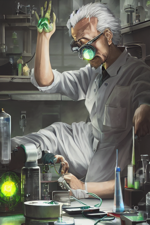 Mad Scientist Mixing Chemicals